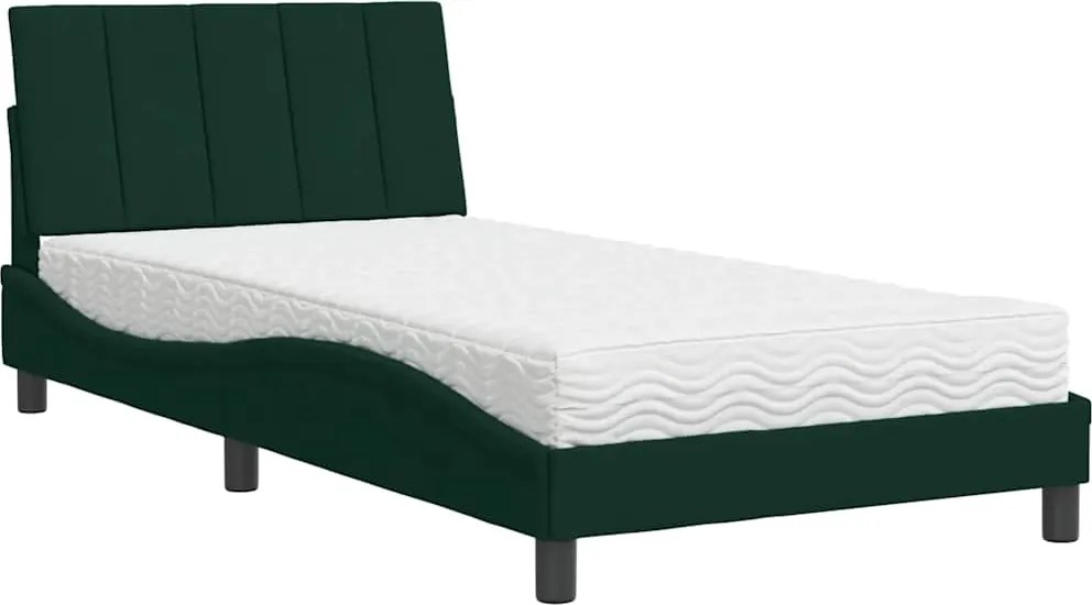 Postel s matrací Hanko tmavě zelená 100 x 200 cm samet 3208583