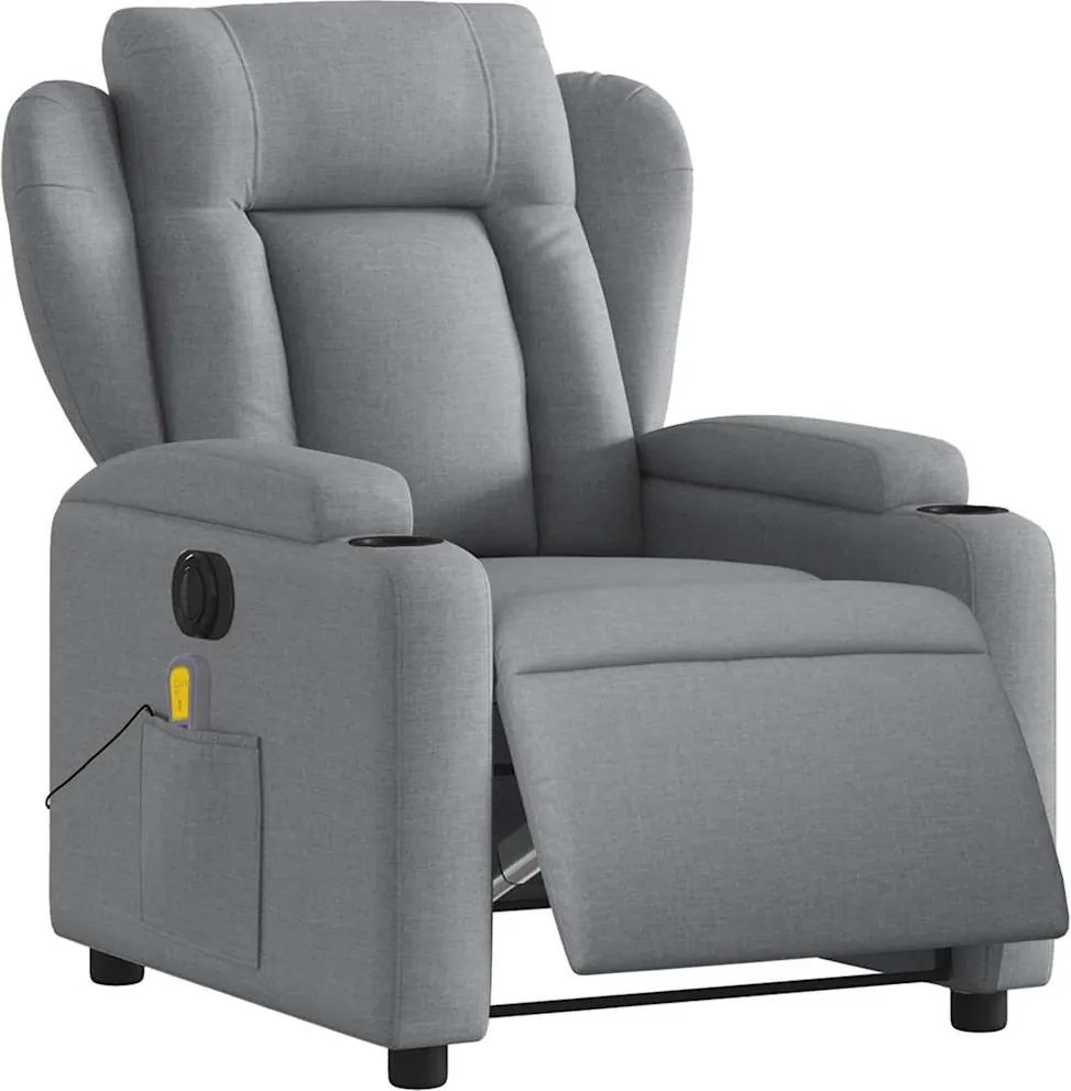 Elektrické masážní polohovací křeslo světle šedé textil 3204470