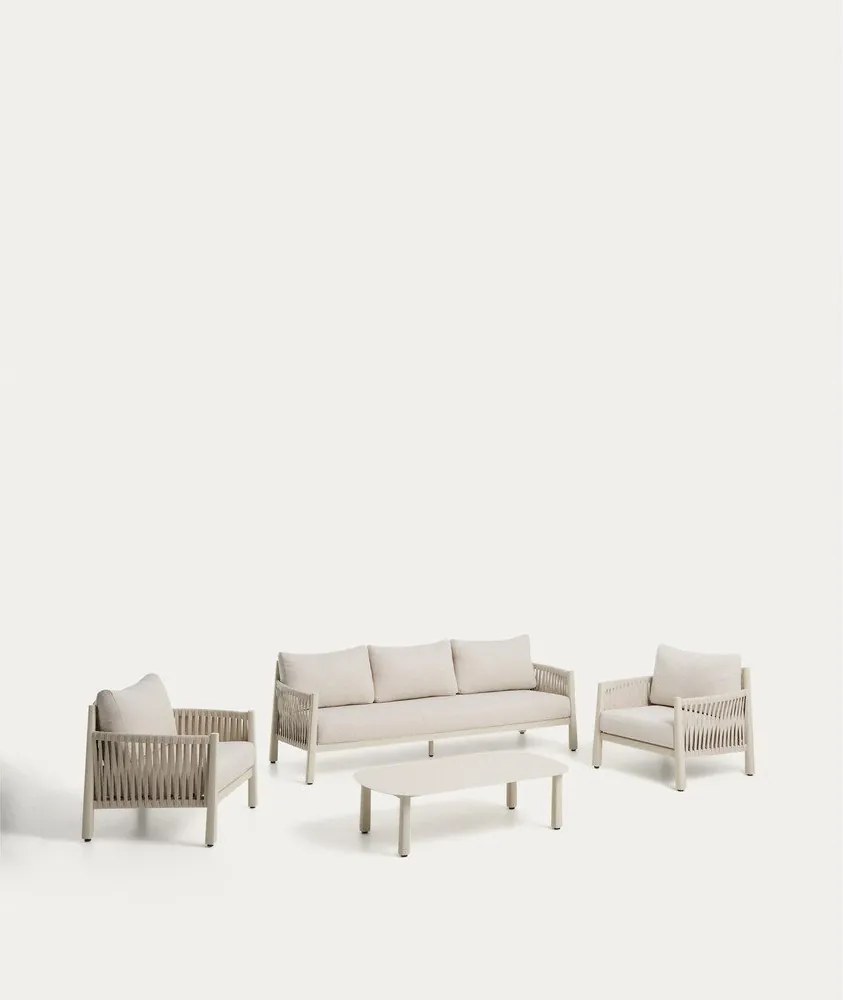 Béžový/krémový zahradní lounge set z masivu akácie pro 5 osob Aleria – Kave Home
