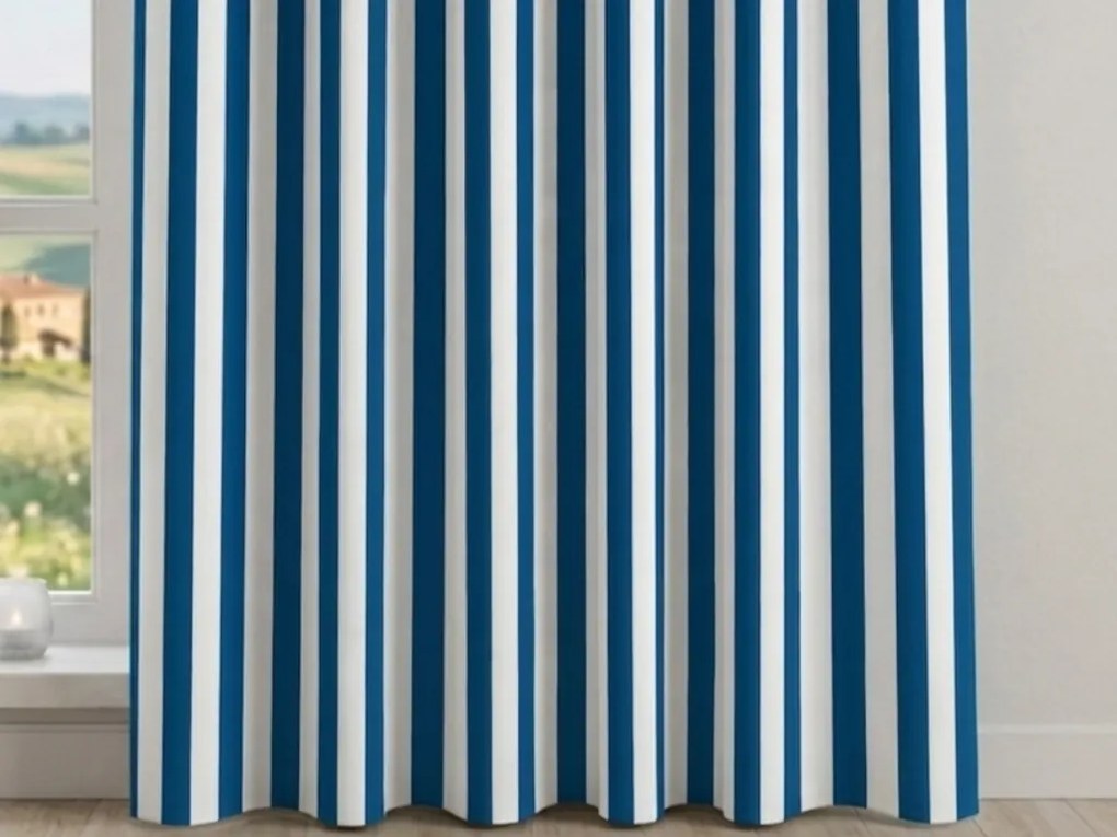 Polozatemňující závěs MODRÉ PROUŽKY Zvolte rozměr: 150 x 280 cm (šířka x výška)