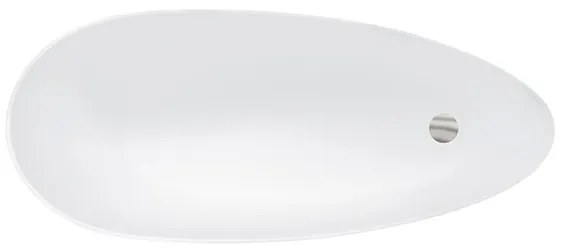 Besco Volně stojící vana z litého mramoru Keya Matt 165x70 Barva: Bílá, Rozměry (cm): 163,5x70,5, Typ a barva výpustě: Click-Clack s horním čištěním, grafit