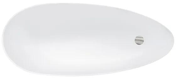 Besco Volně stojící vana z litého mramoru Keya Matt 165x70 Barva: Bílá, Rozměry (cm): 163,5x70,5, Typ a barva výpustě: Click-Clack s horním čištěním, zlatá