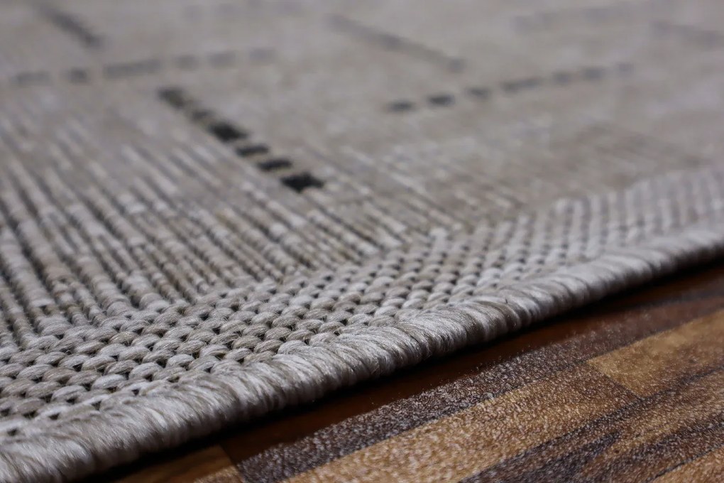 Devos Caby (DC Carpets), Kusový koberec FLOORLUX Silver/Black 20008 – na ven i na doma, 120x170, šedá, chodba / předsíň
