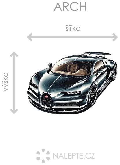 Buggati Veyron textilní přelepitelná samolepka na zeď arch 45 x 31 cm