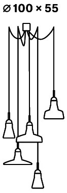 Brokis PC891 Shadows set free, závěsné svítidlo z foukaného skla, kouřové sklo - voskovaný dub - černý kabel, 5x5W LED GU10 dim