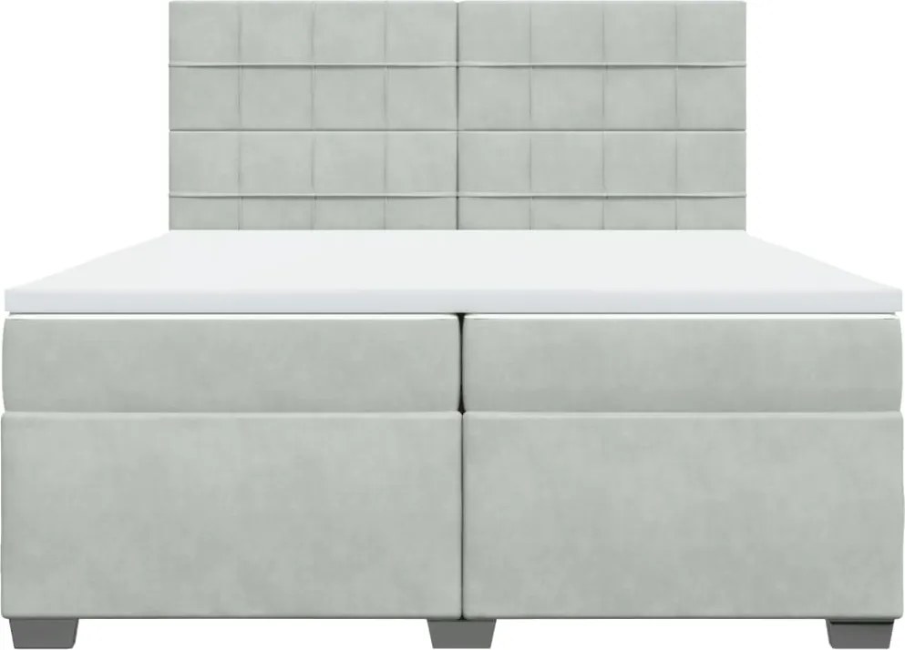 Box spring postel s matrací světle šedá 200x200 cm samet 3293302
