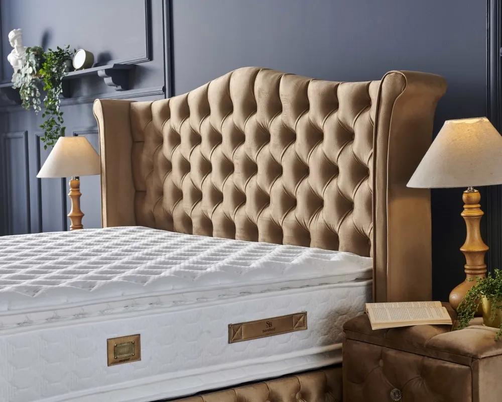 Čalouněná postel GOLD s matrací - zlatá 100 × 200 cm