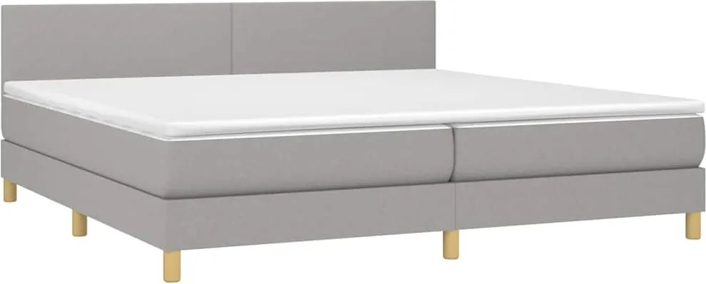 Box spring postel s matrací a LED světle šedá 200x200 cm textil 3133581