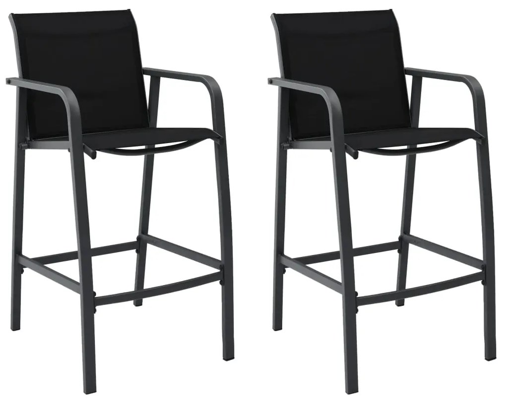 48116 vidaXL Zahradní barové židle 2 ks černé textilen