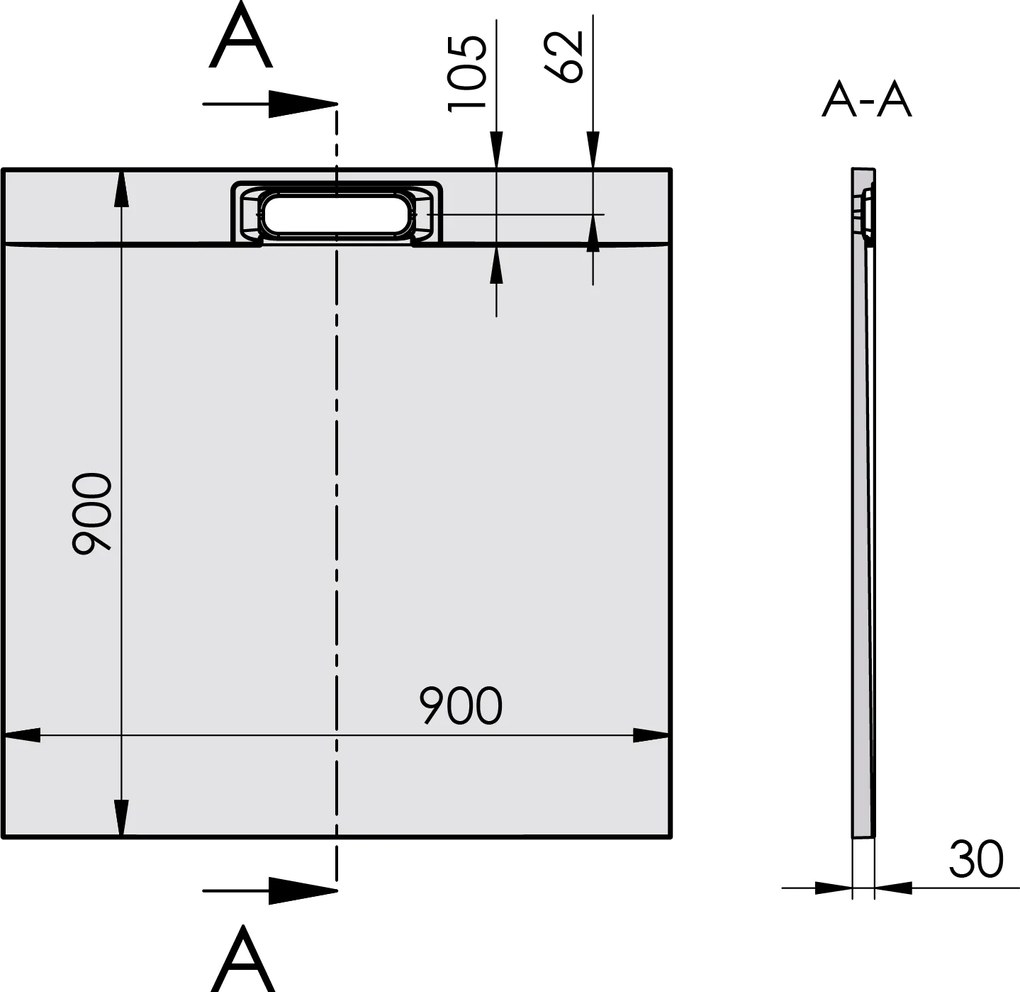 Polysan Sapho, KAZUKO sprchová vanička z litého mramoru, čtverec, 90x90cm, bílá