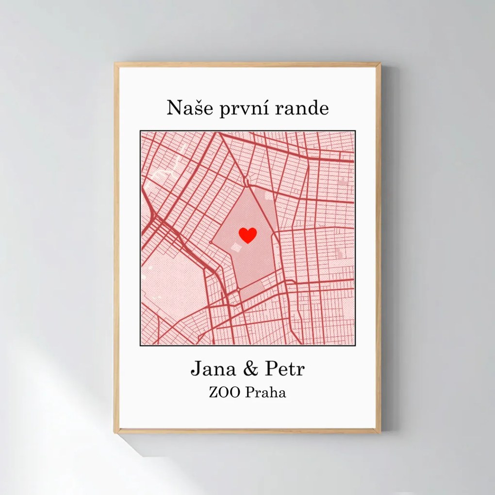 Personalizovaný plakát v rámu - 50x70 - mapa