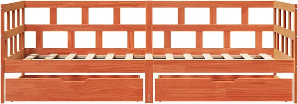 Válenda se zásuvkami bez matrace voskově hnědá 90x200 cm dřevo 3302089