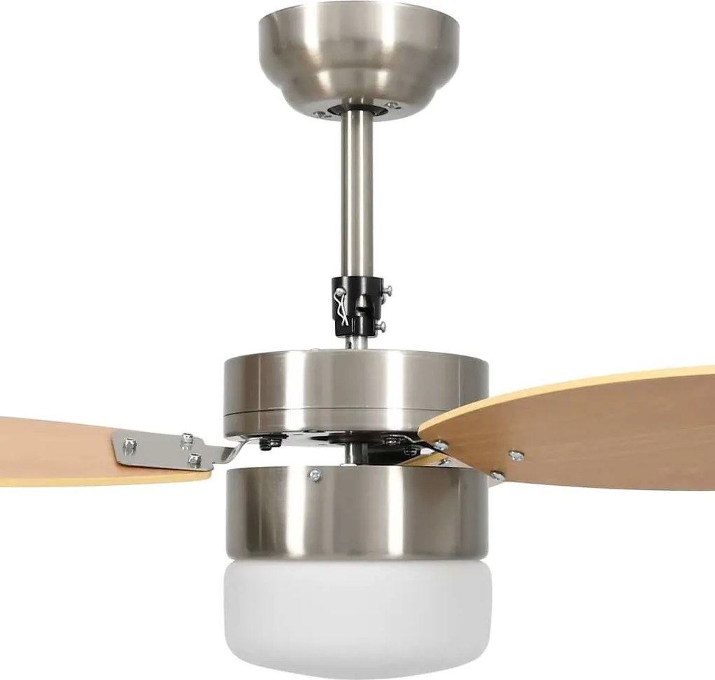vidaXL Stropní ventilátor světlo a dálkový ovladač 76 cm světle hnědý [51493] Barva: tmavě hnědá