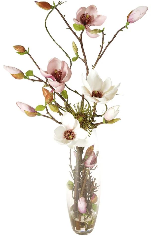 Umělá květina Magnolie ve skleněné váze, 71 cm | BIANO