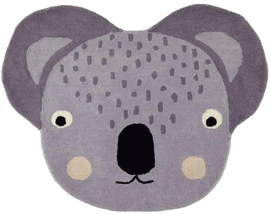 OYOY Dětský vlněný koberec Cute Koala Rug, šedá barva, multi barva, textil