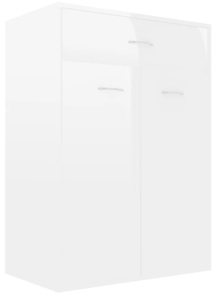 Botník bílý s vysokým leskem 60 x 35 x 84 cm dřevotříska - Default Title