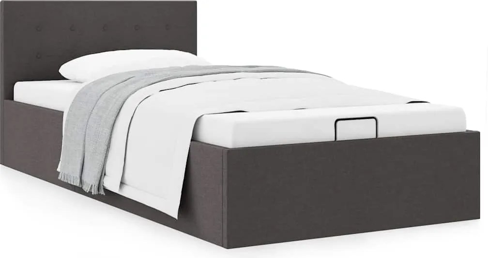 Rám postele s úložným prostorem tmavě šedý textil 90 x 200 cm 285570