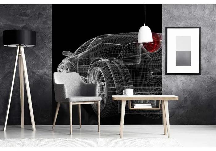 DIMEX | Vliesová fototapeta na zeď Tmavý model auta MS-3-0315 | 225 x 250 cm | černá, bílá, červená