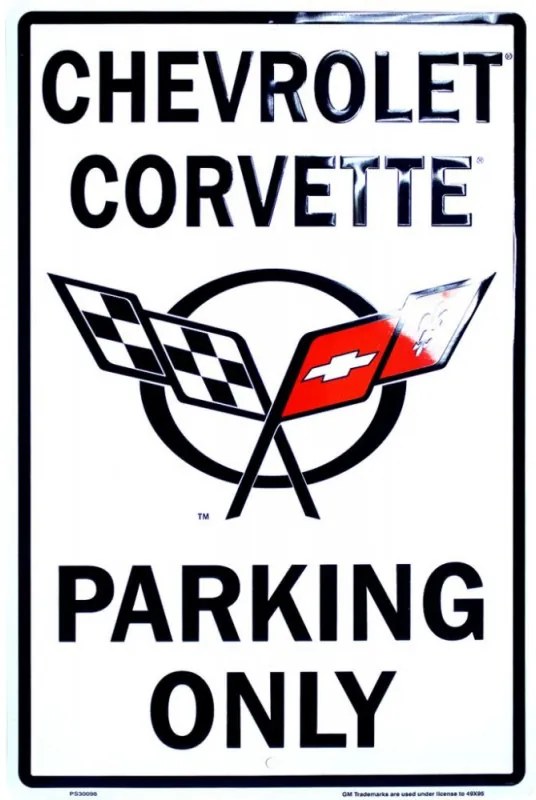 Plechová cedule Chevrolet Corvette Parking 30cm x 40 cm