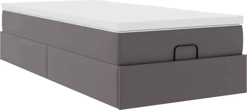Osmanský rám postele s matrací šedá 100x200cm umělá kůže 3311024