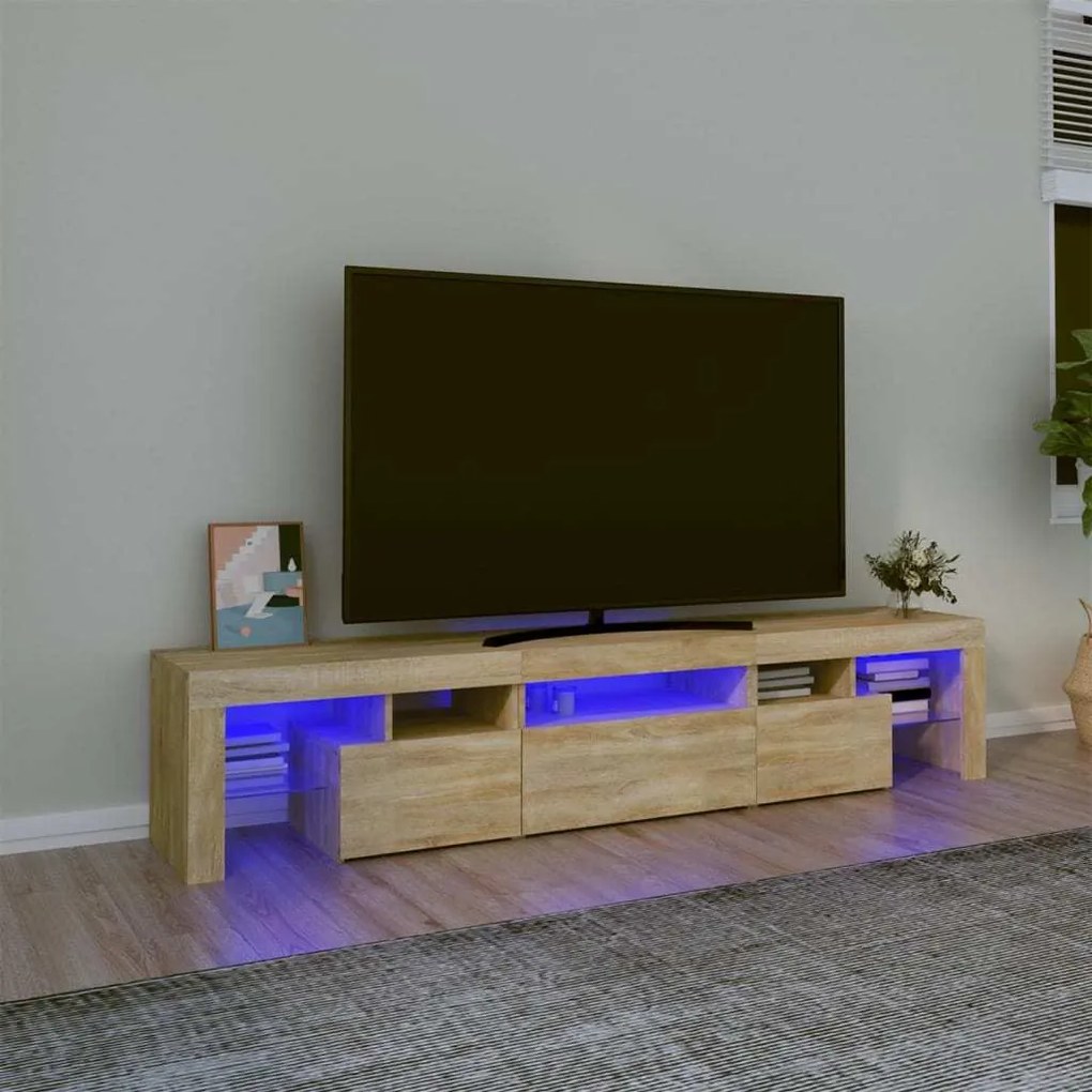 vidaXL TV skříňka s LED osvětlením 200x36,5x40 cm [3152810] Barva: Betonová šedá