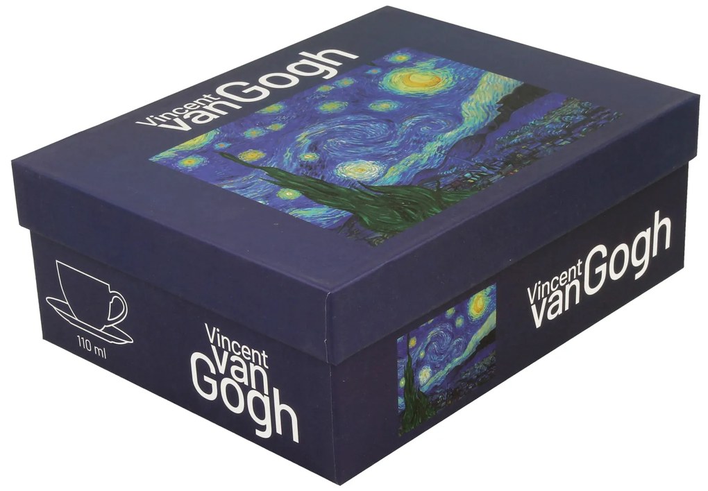 Porcelánový šálek s podšálkem Van Gogh Starry Night 90 ml sada 2ks