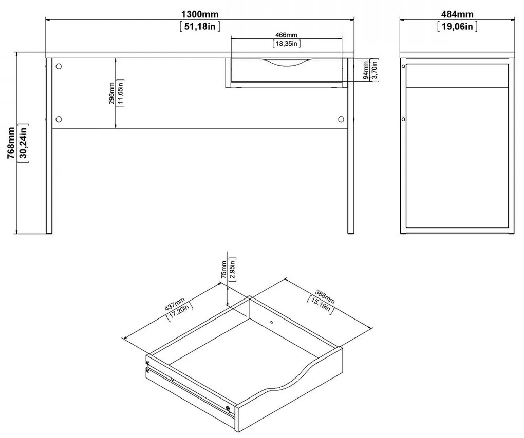 Tvilum Psací stůl Felix 512 černý mat/černá