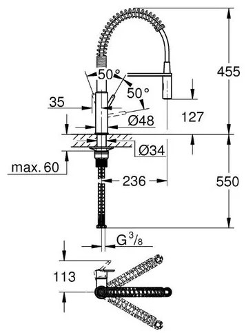 Grohe Get Dřezová baterie s flexibilním ramenem a sprškou, chrom 30361000