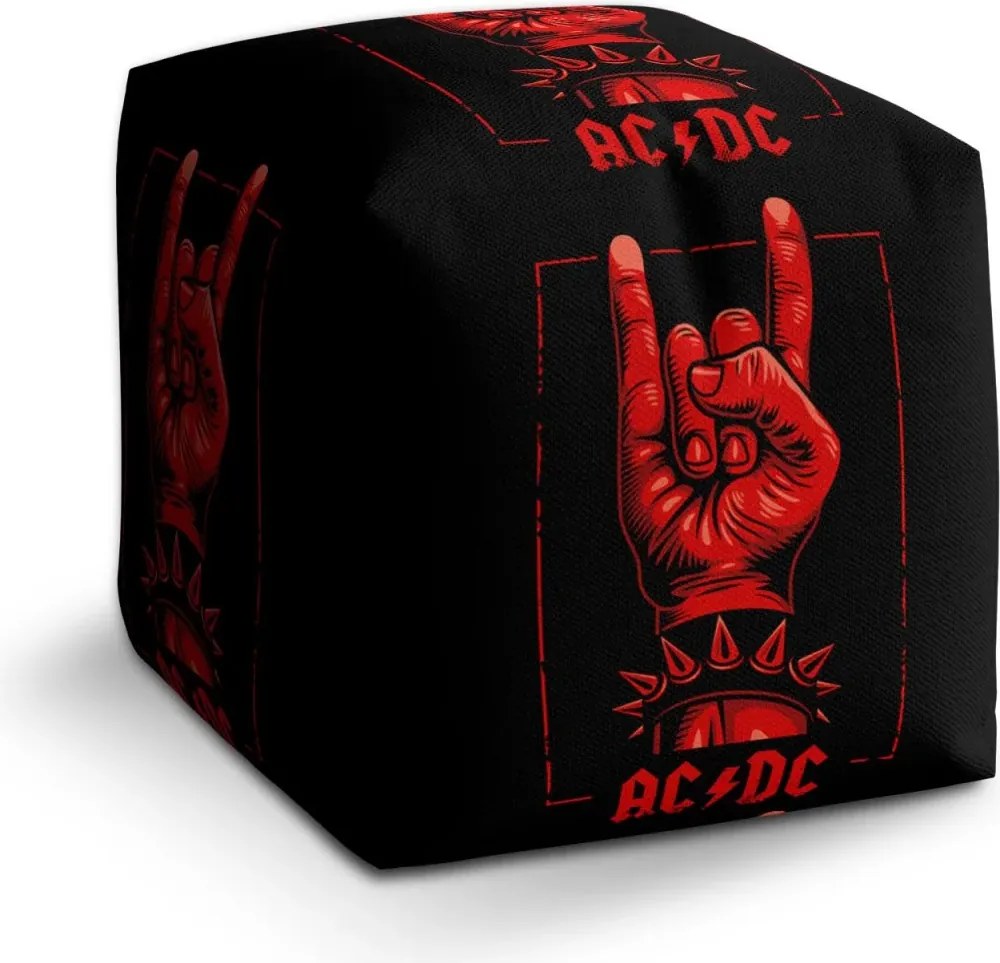 Sablio Taburet Cube ACDC Červená ruka - 50x50x50 cm