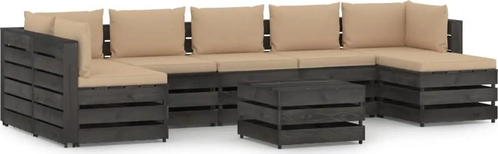 vidaXL 8dílná sedací souprava s poduškami impregnované dřevo [3068082] Barva: Tmavě šedá