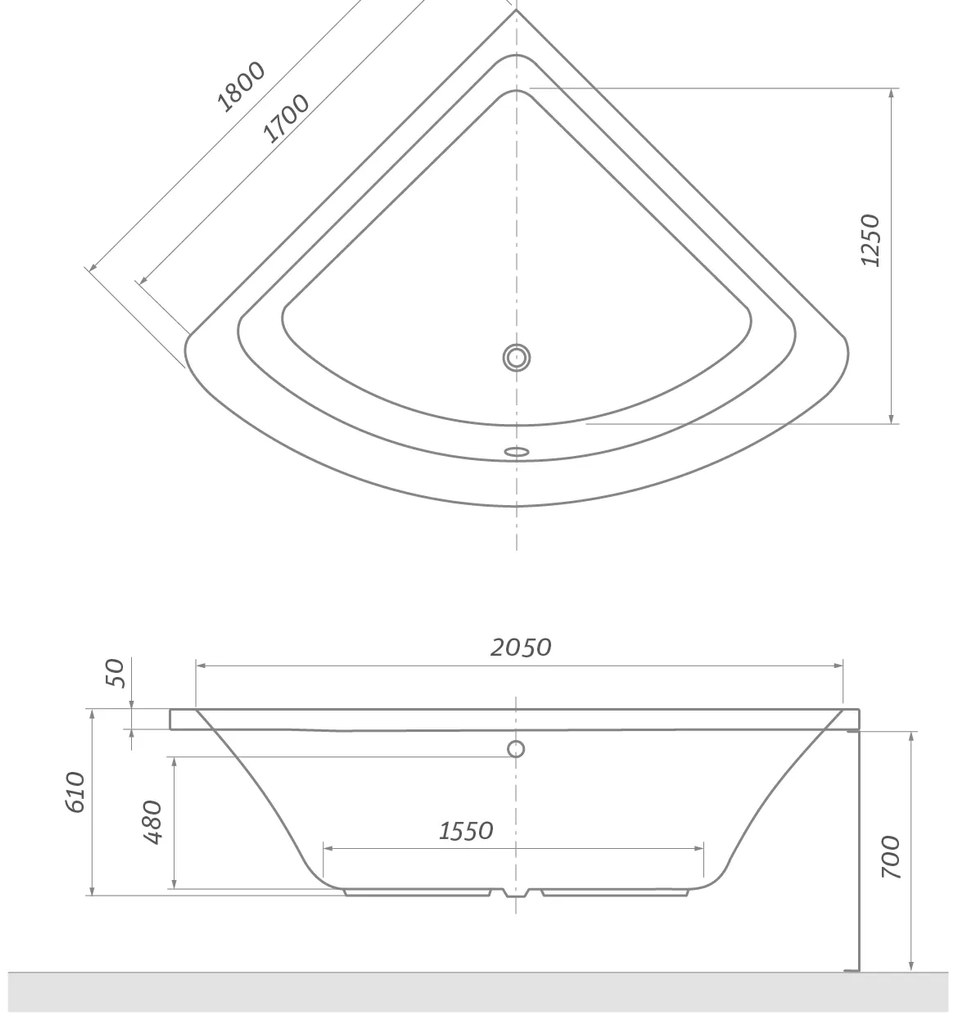 Roth Asymetrická akrylátová vana TULLIP Varianta: rozměry: 160x100 cm, orientace: Pravá - (TULLIP /160 P - 5161000)