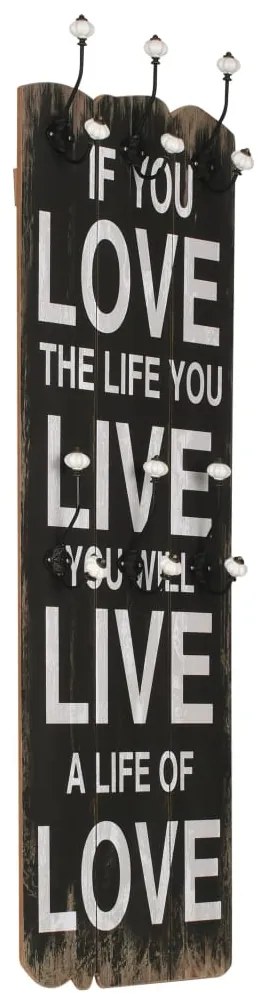 Nástěnný věšák na kabáty LOVE LIFE s 6 háčky 120 x 40 cm 245853