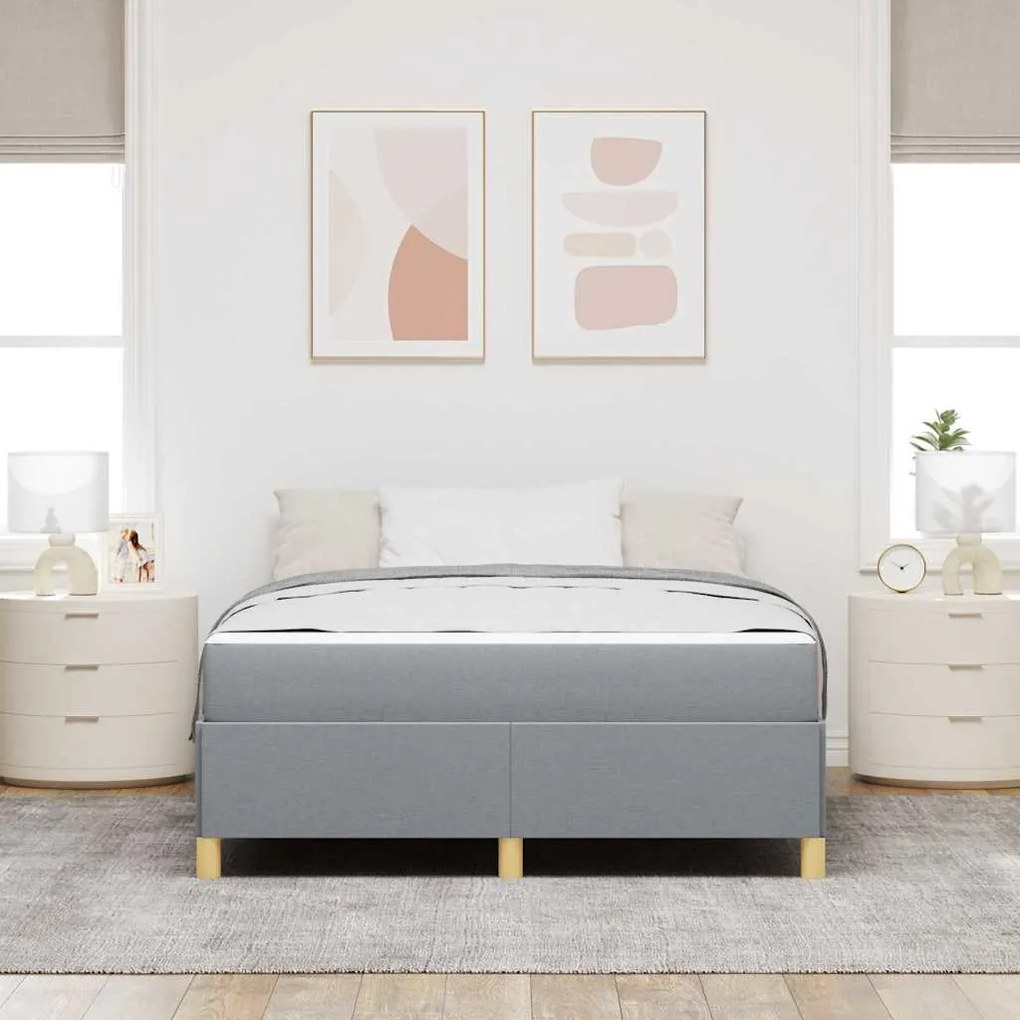 Rám postele Světle šedá 140 x 190 cm textil 3398934