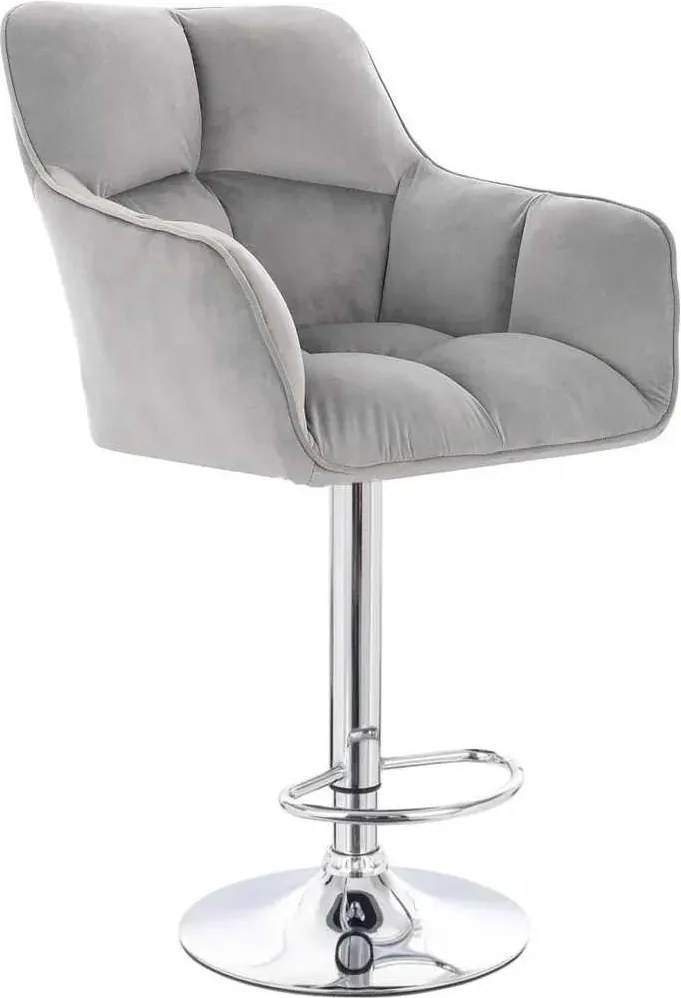 LuxuryForm DESIGN Barová židle AMALFI VELUR na stříbrné kulaté podstavě - světle šedá