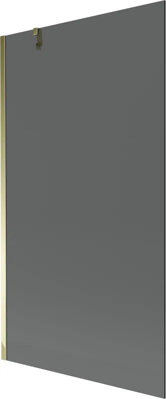 Mexen Next, vanová zástěna 1-křídlová 100 x 150 cm, fixní křídlo, 6 mm šedé sklo, zlatý profil, 895-100-000-00-40-50