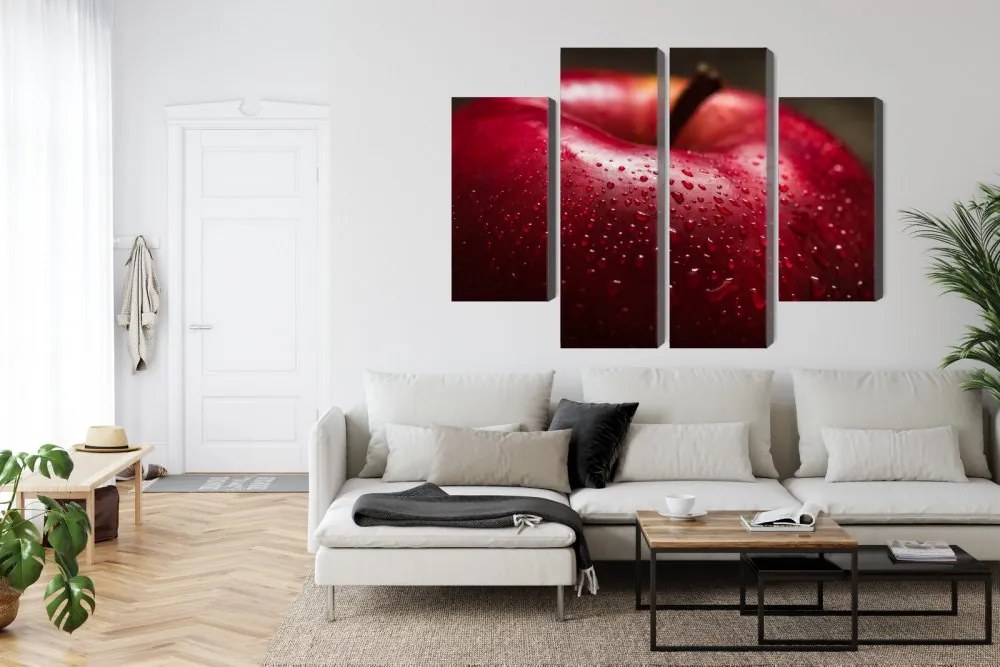 Vícedílný obraz Červené Jablko V Makro Měřítku Nedostatek Nedostatek Plátno Canvas 200x150