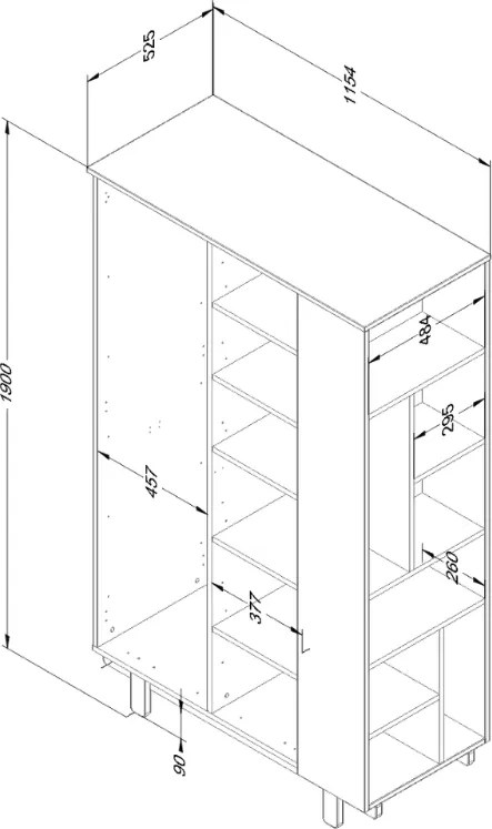 Designová šatní skříň s otevřeným regálem BASIC bílá
