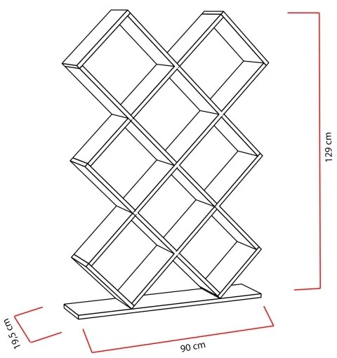 Knihovna KUMSAL 129x90 cm červená