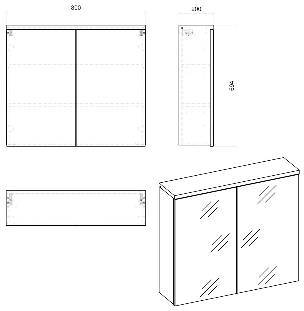 Koupelnová závěsná skříňka BALI bílá se zrcadlem 80 cm