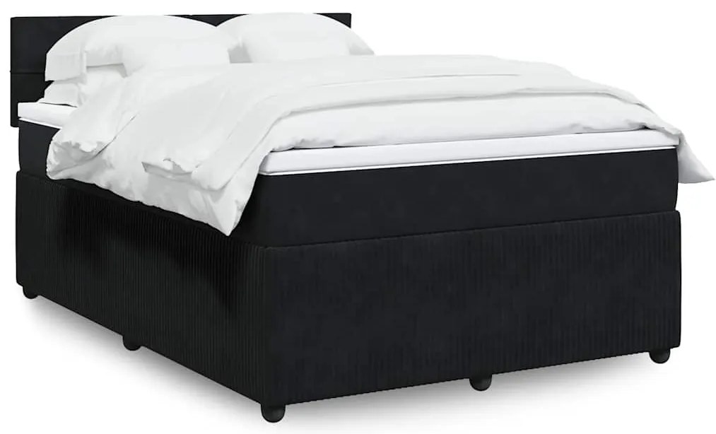 Box spring postel s matrací černá 160x200 cm samet 3290084