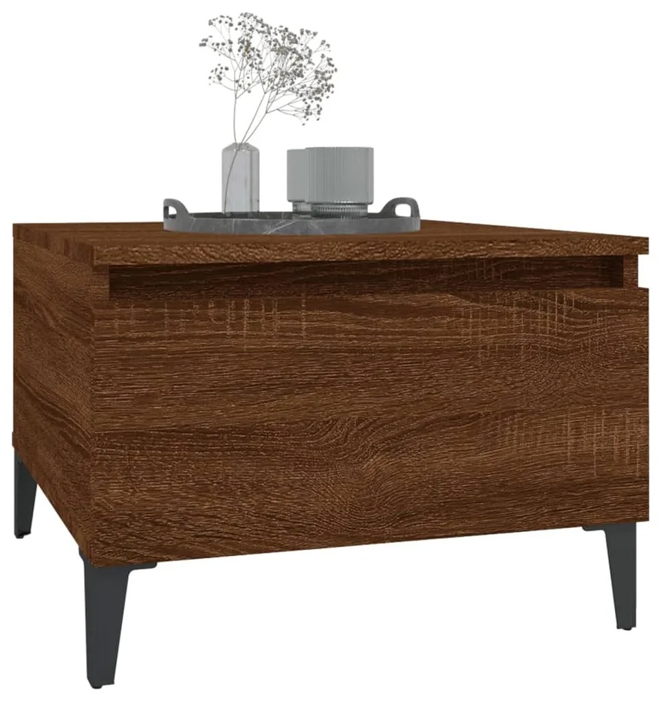 Odkládací stolek hnědý dub 50 x 46 x 35 cm kompozitní dřevo - Default Title