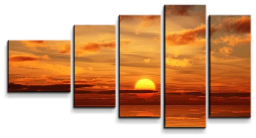 Sablio Obraz - 5-dílný Oranžové slunce - 100x60 cm