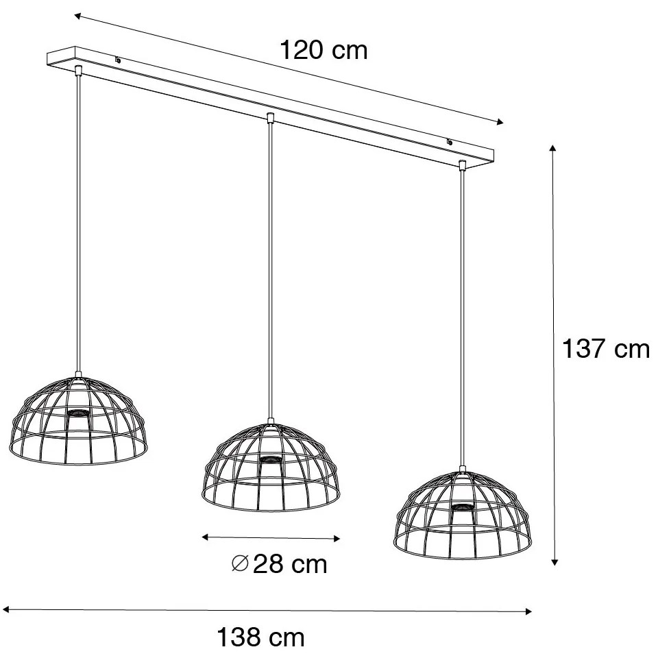 Průmyslové závěsné svítidlo černé 3-světlo - Hanze
