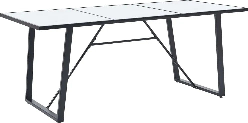 Jídelní stůl Grumma - bílý - tvrzené sklo | 180x90x75 cm