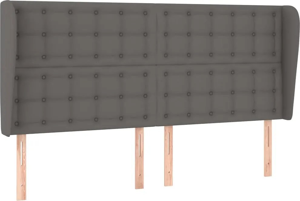 Čelo postele typu ušák tmavě šedá 183x23x118/128 cm umělá kůže 3118062