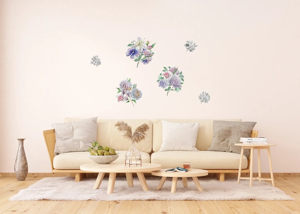 Samolepka na zeď Jemné Fialové Květy | 65 x 85 cm | DF1064