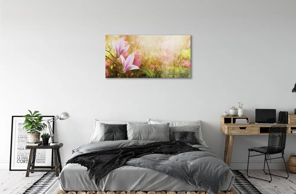 akrylový obraz Magnolie strom slunce 100x50 cm