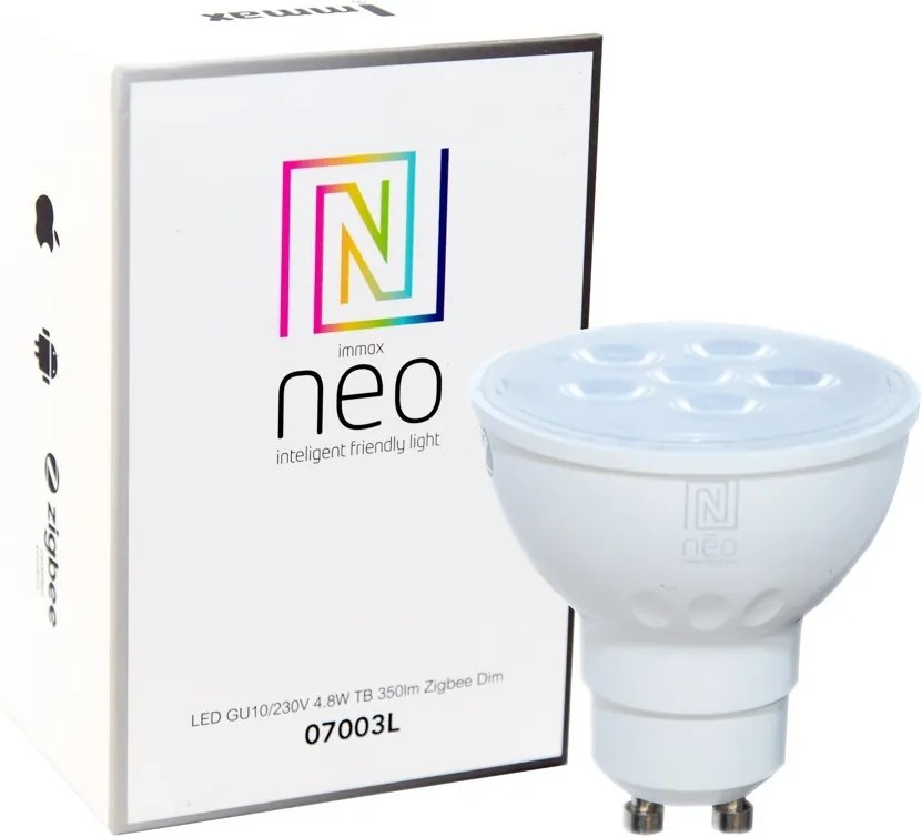 Immax NEO Smart žárovka LED GU10 4,8W teplá bílá, stmívatelná, Zigbee 3.0