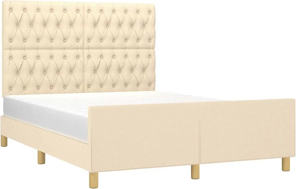 Rám postele bez matrace krémový 140 x 190 cm textil 3125297