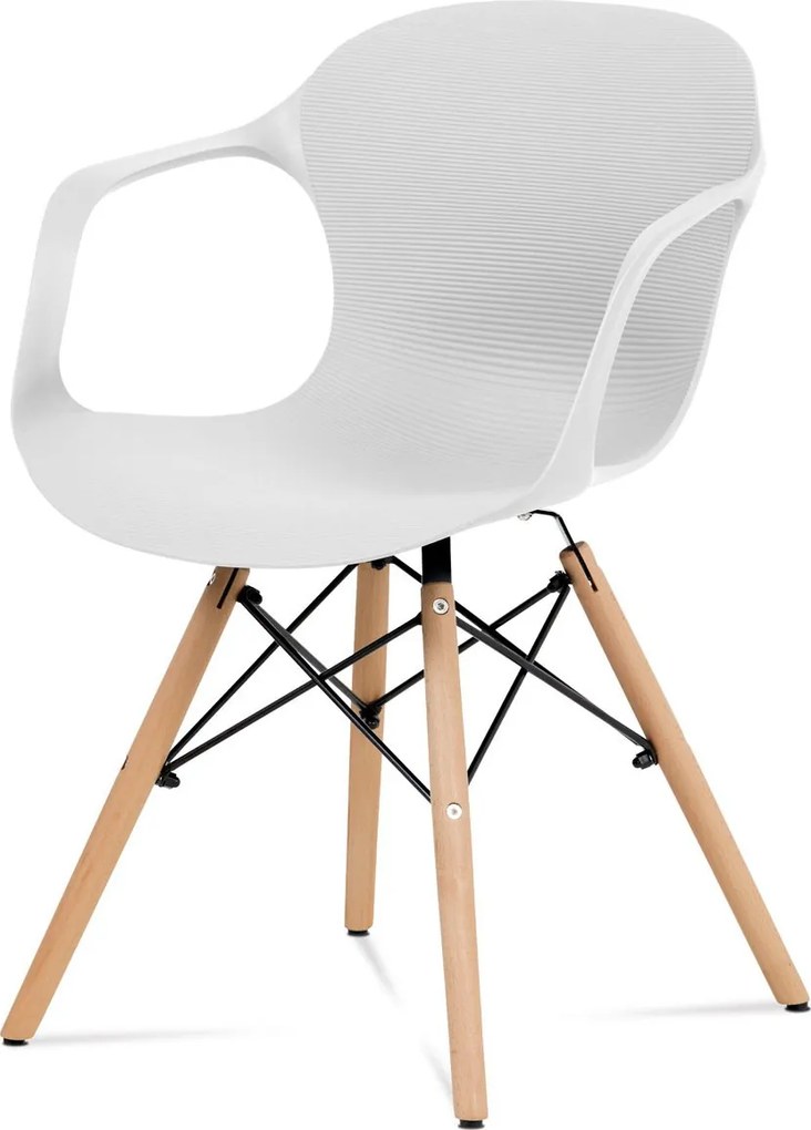 Autronic Jídelní židle bílý strukturovaný plast / natural ALBINA WT